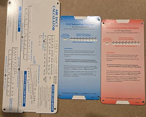 HVAC Chart 3 Pack, R-22 Subcooling Calculator for TXV Applications, R ...