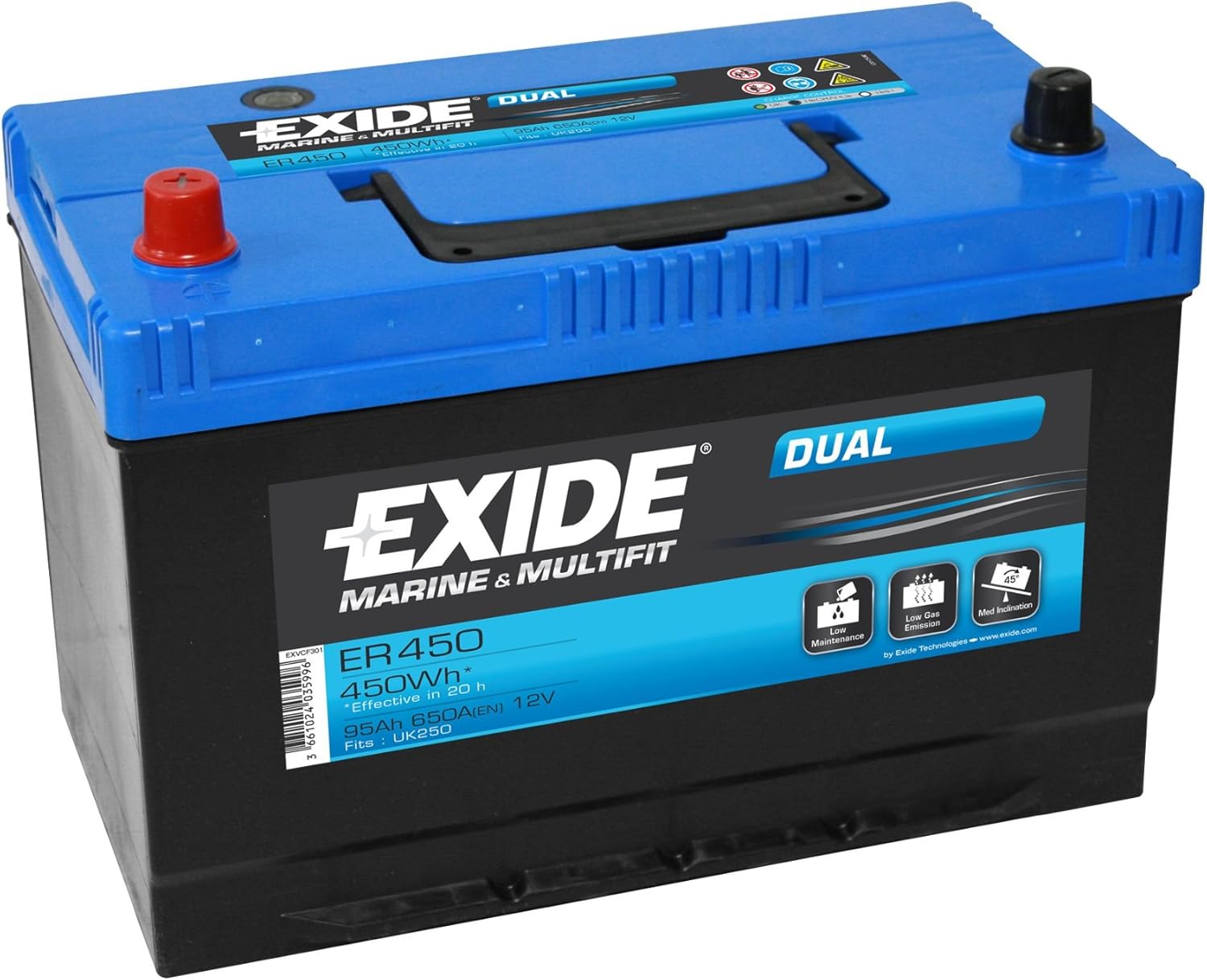 Exide ER450 DUAL Marine Battery 95 Ah: Amazon.co.uk: Car & Motorbike