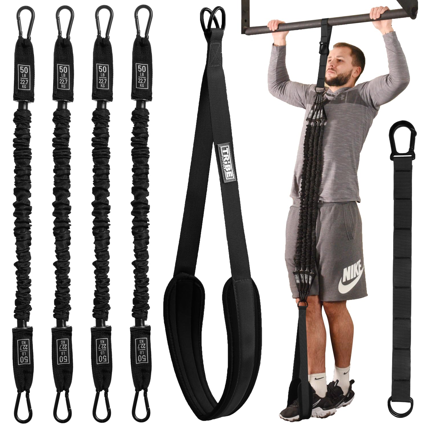 Pull Up Assistance Bands Set - 4 Heavy-Duty Pull Up Bands, Height ...
