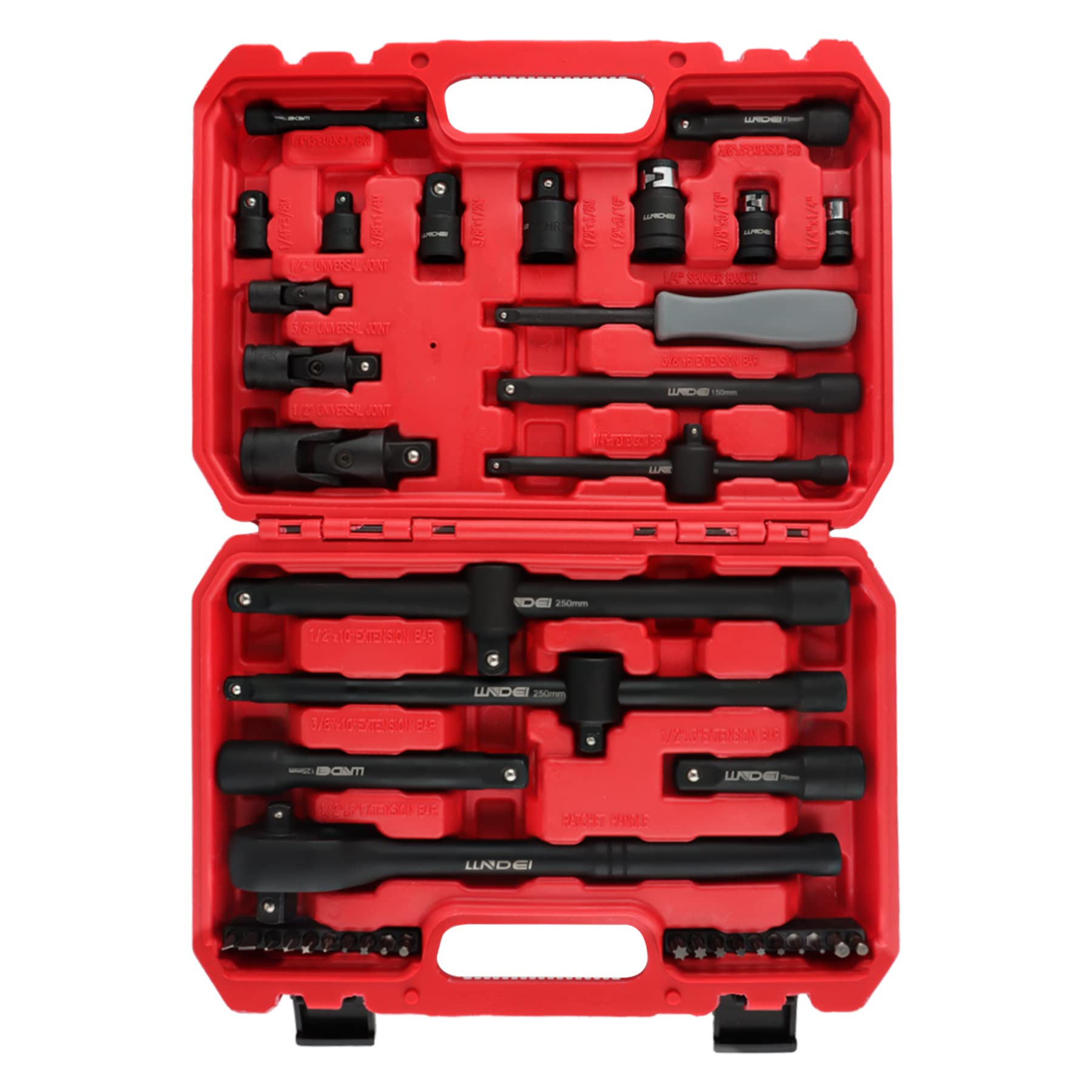 LLNDEI Tool Socket Accessory Set 1/4 3/8 1/2-Inch Drive,43PCS, 3/8 1/2 ...