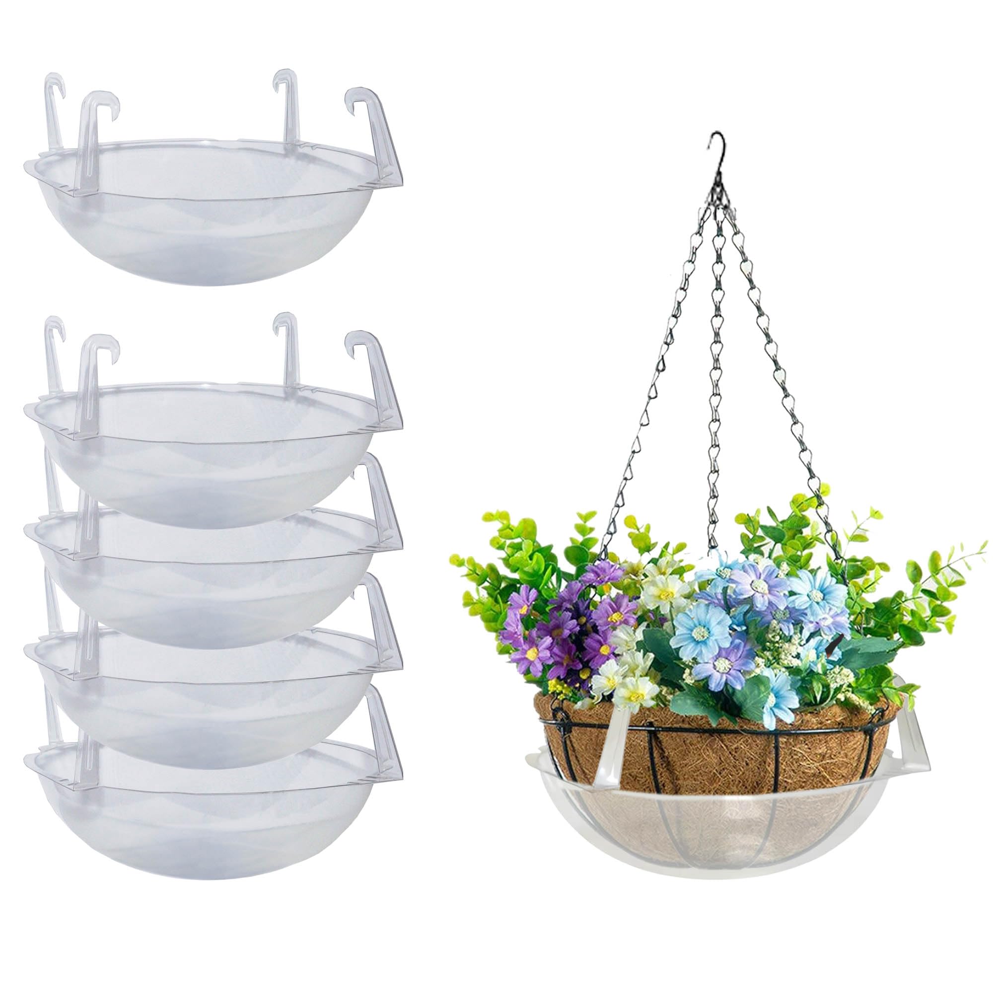 Curtis Wagner Plastics Wire Coco Hanging Basket Drip Pans (5-Pack ...