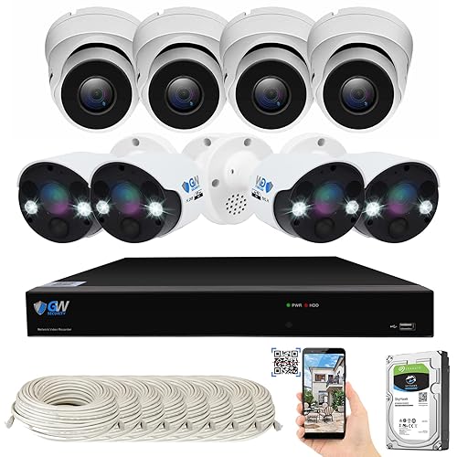 GW 8 Channel 4K NVR 8MP 4K AI Smart Home Security Camera System, (4 ...