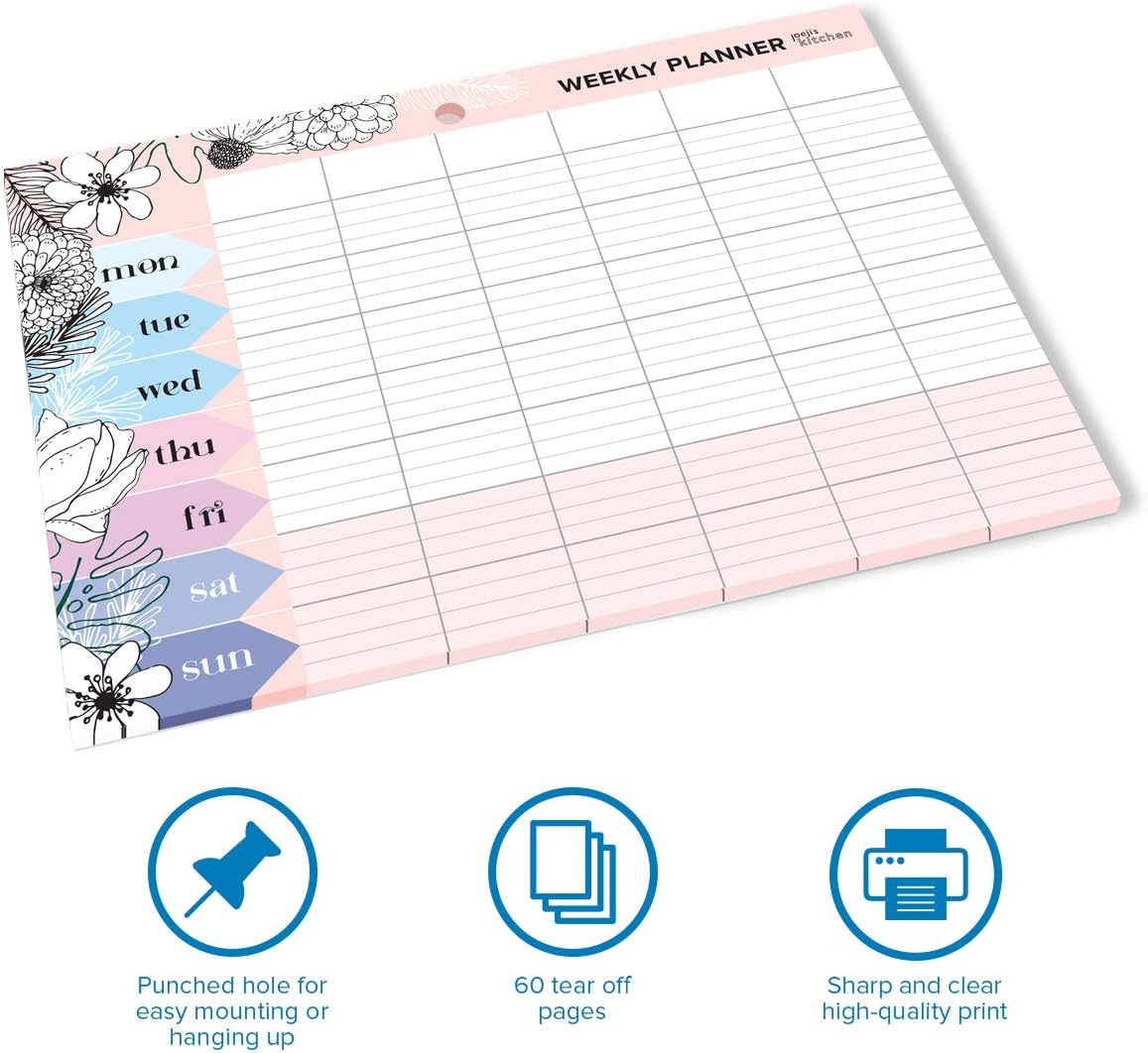 Joejis Kitchen Weekly Planner Pad Tear Off Sheets | 60-Page A4 ...