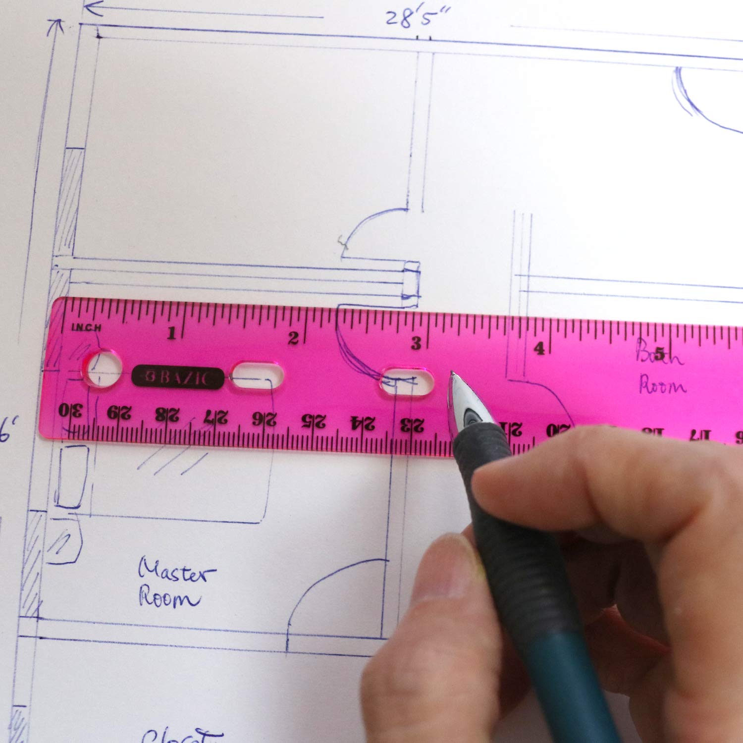 GIFTEXPRESS Pack of 6, Jeweltones Color Ruler, 12 Inches