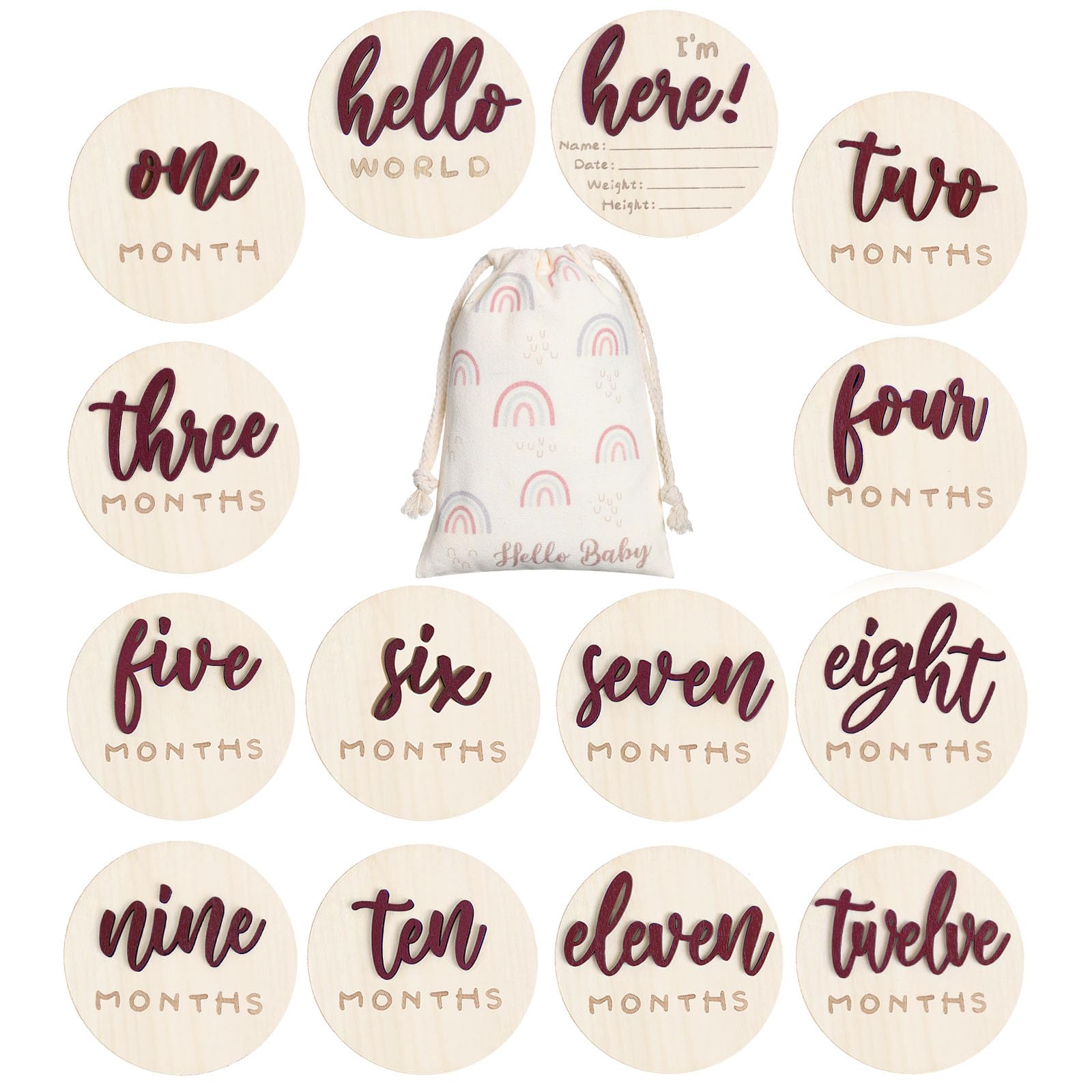 Burbell 3D Baby Monthly Milestone Card Signs Baby Announcement Sign 7 ...