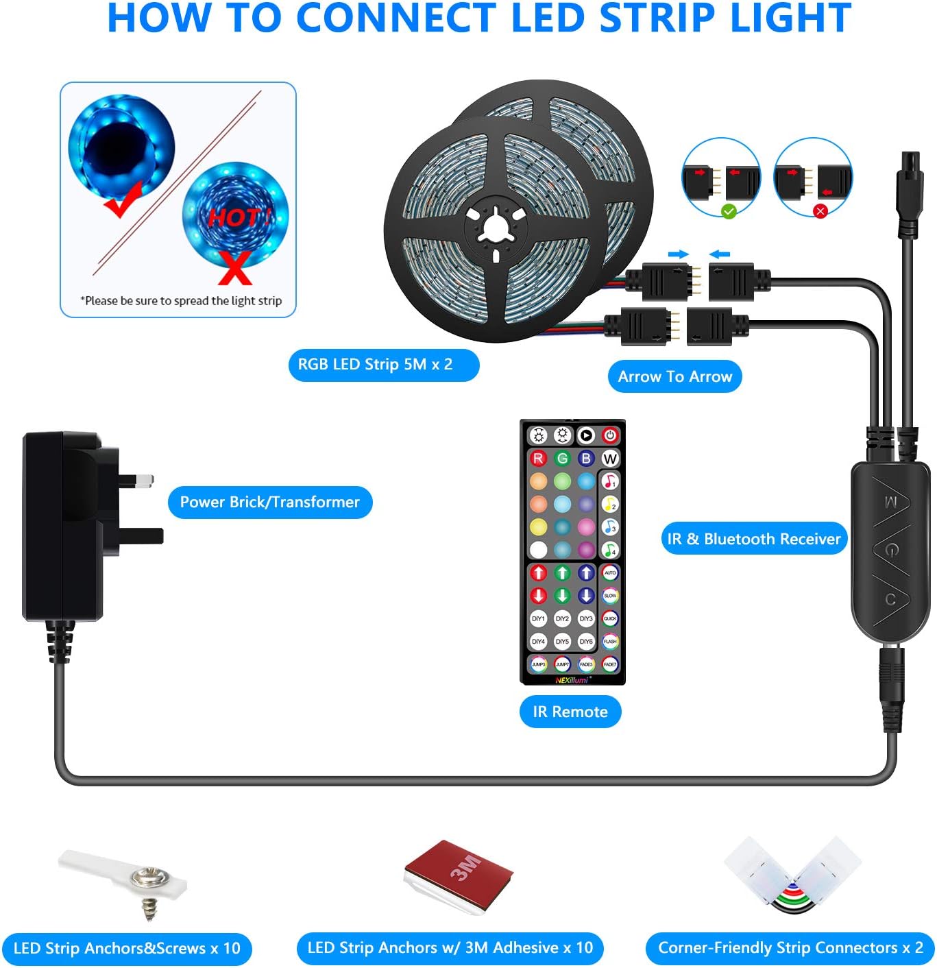 LED Strip Lights 10M APP Control Colour Changing LED Lights with Remote ...