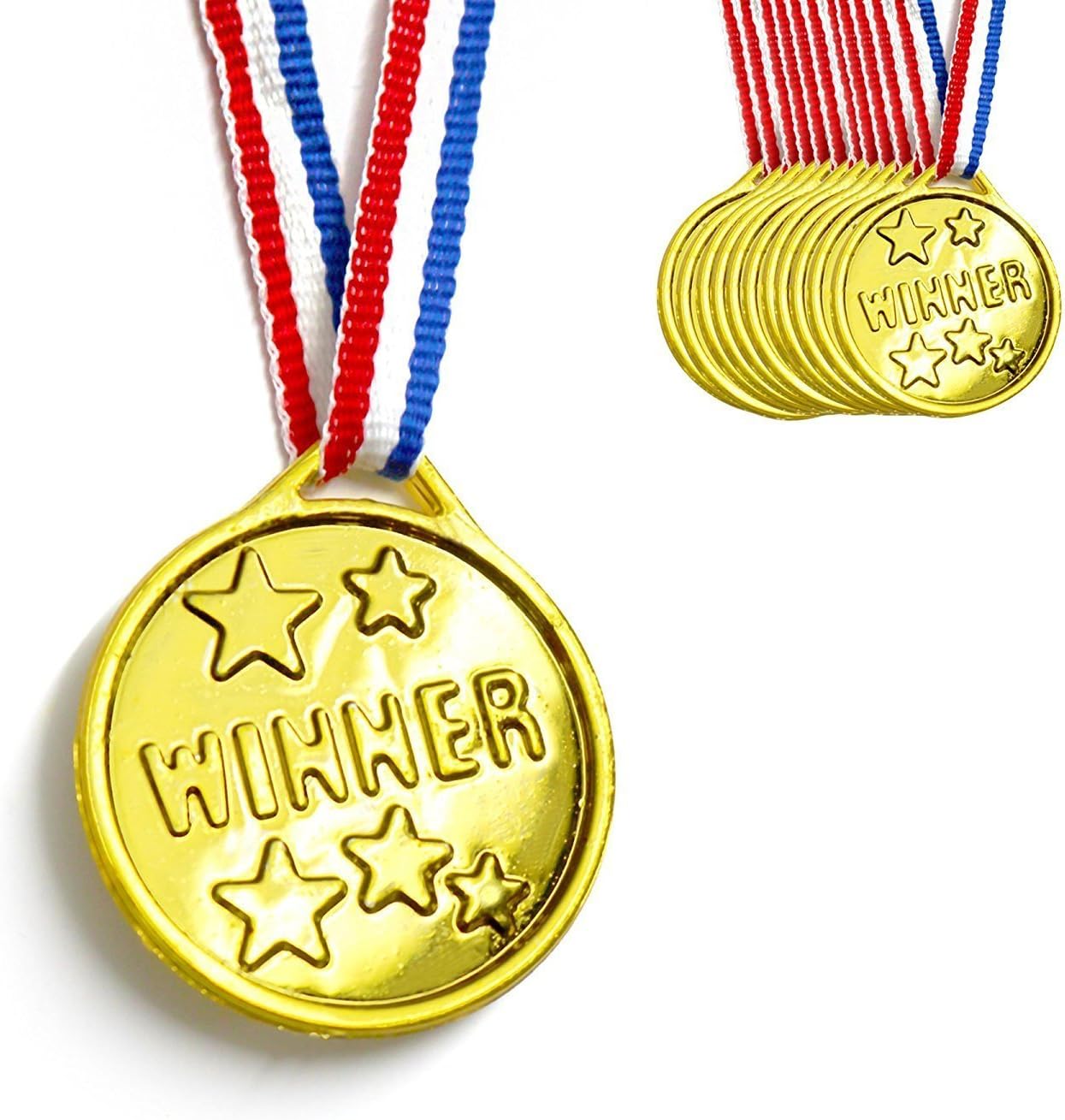 G4GADGET Set of 12 Gold Plastic Winner Medals Necklaces Sports Day ...