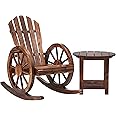 Amazon.com: AHB Outdoor Wooden Rocking Chairs Set, Wagon Wheel Armrest ...