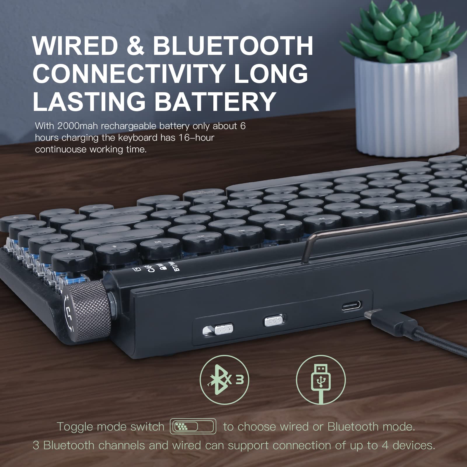 Mua Typewriter Keyboard Wireless, Retro Keyboard Typewriter Style ...