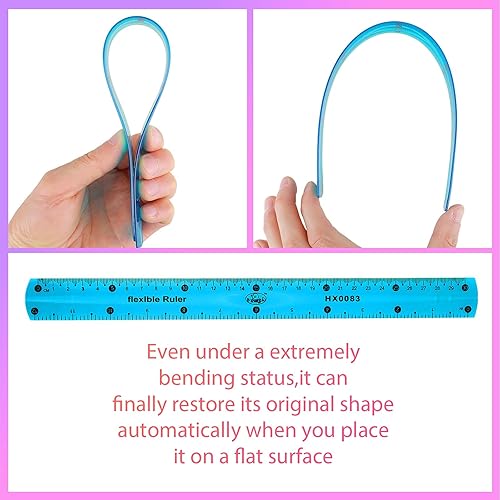 2-Piece Flexible Ruler, 30cm/12inch Plastic Straight Edge Ruler Soft ...