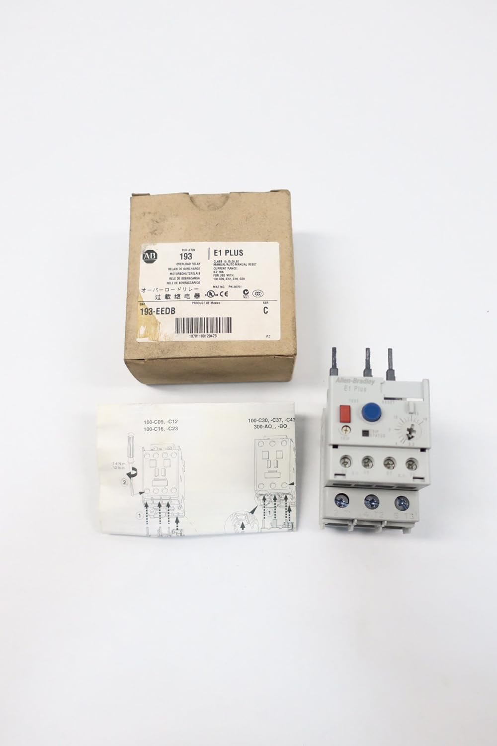 ALLEN BRADLEY 193-EEDB E1 PLUS OVERLOAD RELAY 3.2-16A AMP 600V-AC ...