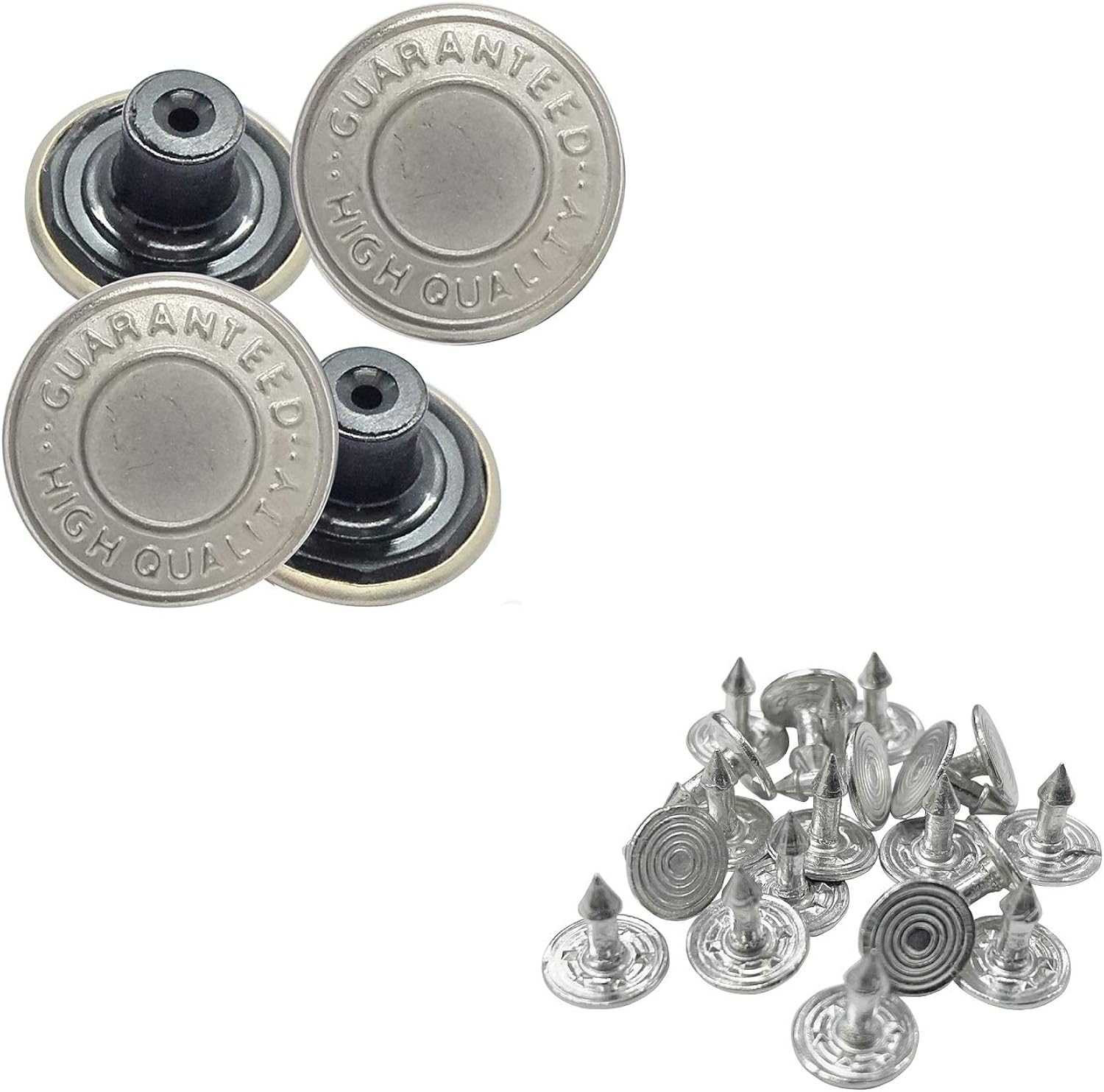 Amazon.com: 8 x 17mm Jean Stud Buttons in Matt Silver: Jewelry