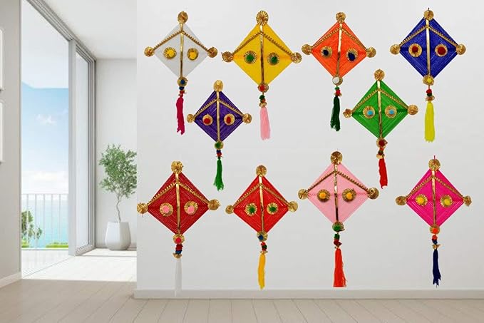 Buy JH Gallery Woollen Handmade Colourful Kite Hanging Decoration ...