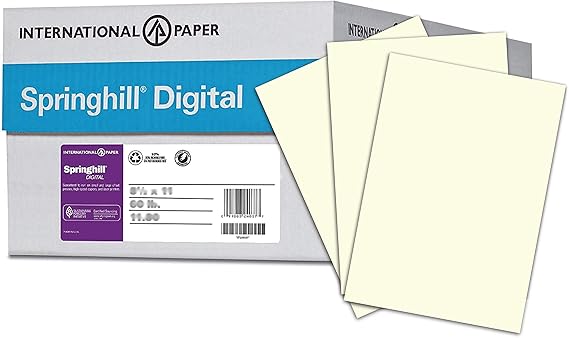 Amazon.com: Springhill Cream Colored Paper, 24lb Copy Paper, 89gsm, 8.5 ...