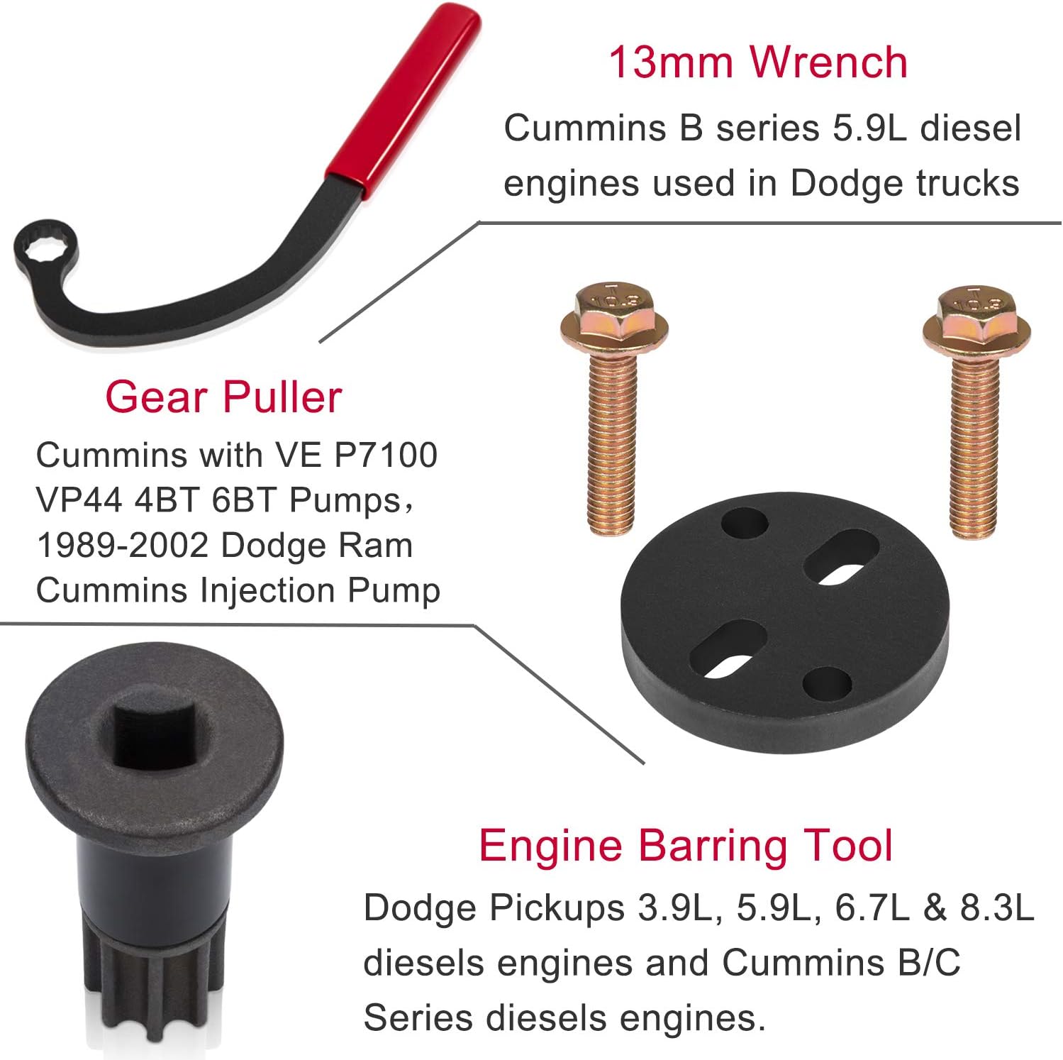 Gear Pumps Set of 3 Injection Pump Gear Puller and Engine Barring Tool ...