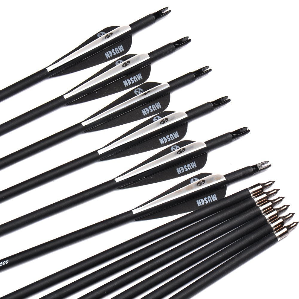 Musen 30 inch Archery Carbon Arrow,12PCS/Pack Shaft Removable Field ...