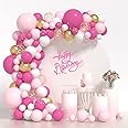 Amazon.com: Janinus Pink Balloons Garland Arch Kit Pink And White Balloons 5+12+18 In Gold Hot ...