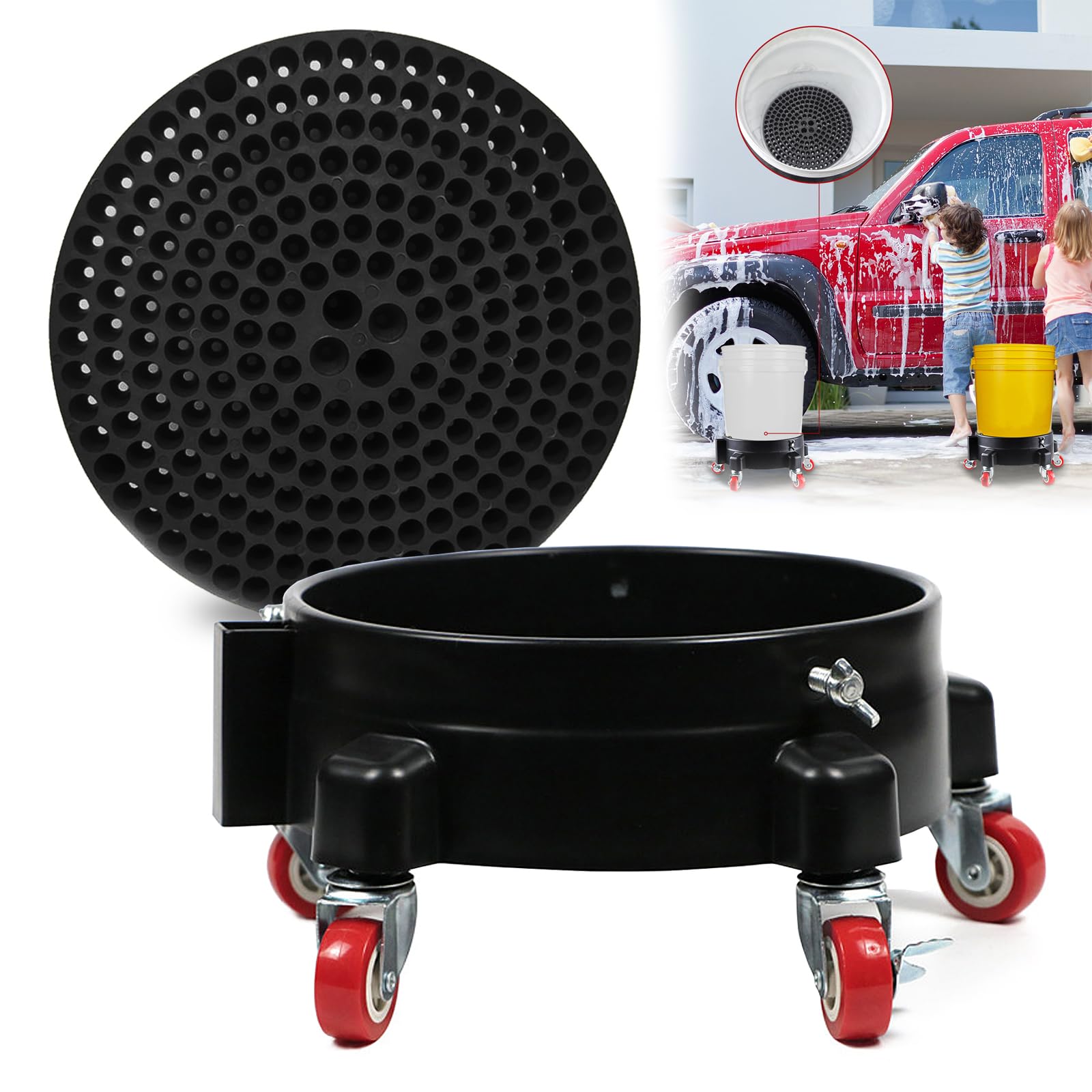 Mua 5 Gallon Bucket Dolly with Grit Trap,Removable Rolling Car Wash ...