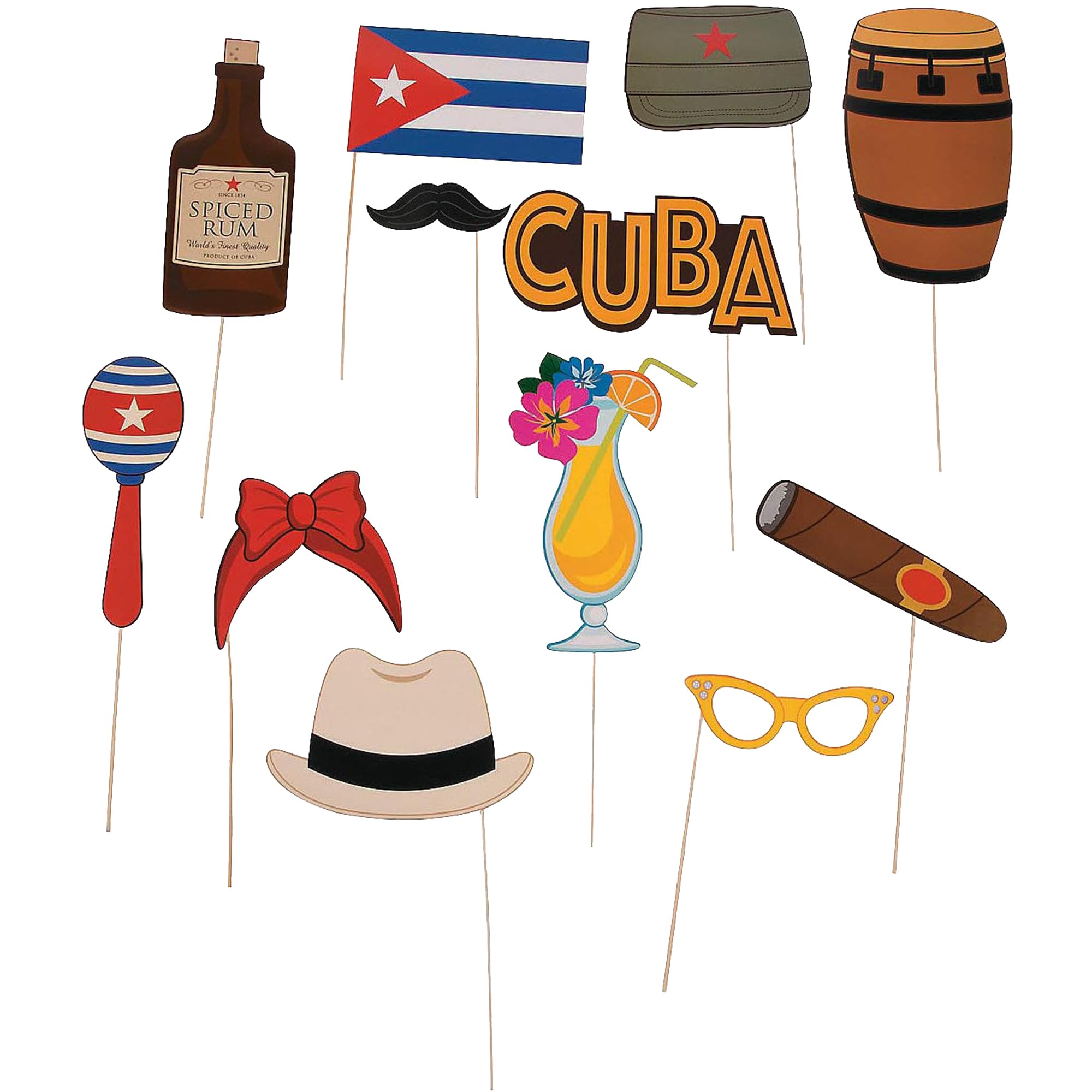 Mua Havana Cuban Theme Party Photo Booth Props (Set of 12) Havana ...