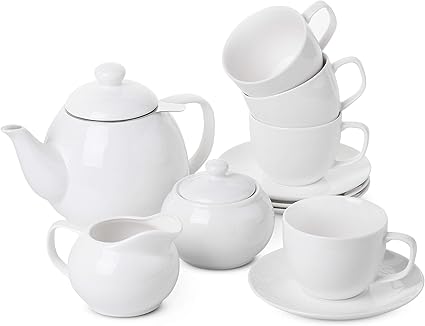 Amazon.com: BTaT- Royal Tea Set, 4 Tea cups (8oz), Tea Pot (32oz ...