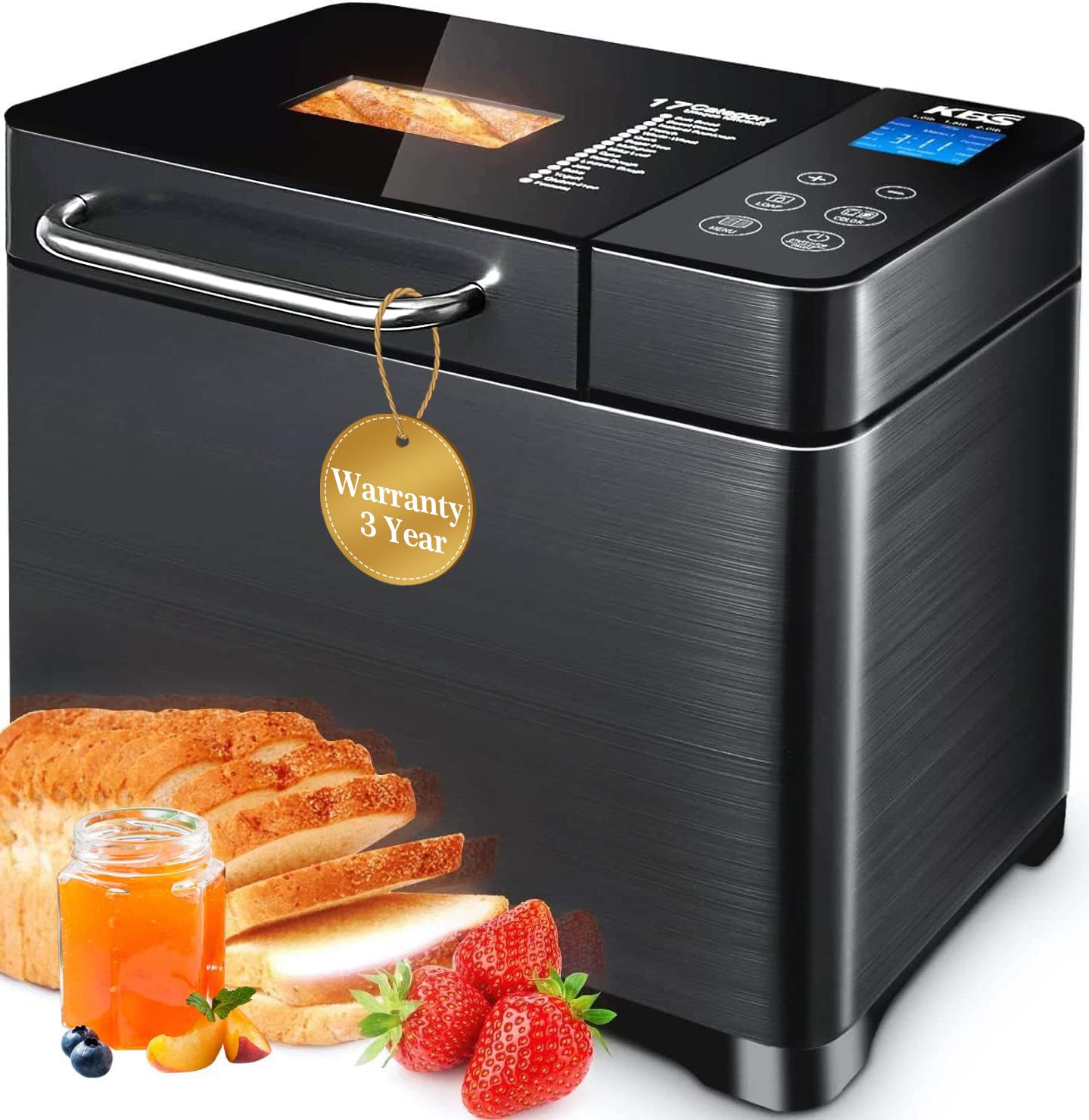 KBS 17-in-1 Bread Maker-Dual Heaters, 710W Machine Stainless Steel with ...