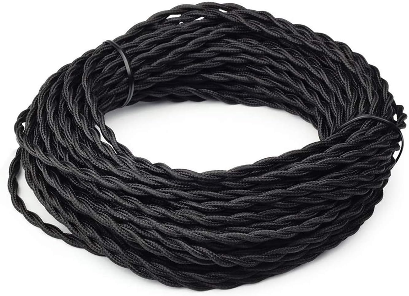 GreenSun 10 metres 2 Core Black Textile Cable Twisted Fabric Lamp ...