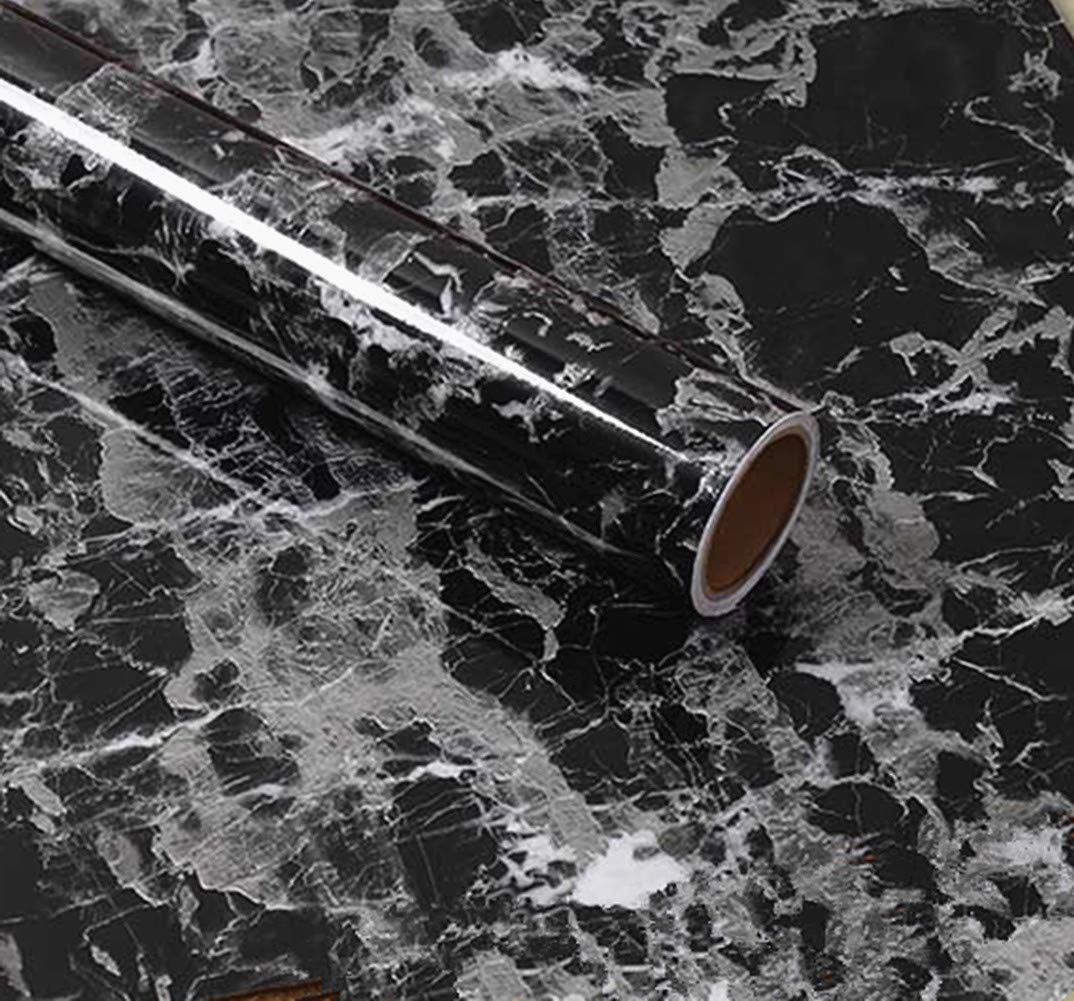 60cm X 200cm Elegant Black Marble Adhesive Paper Granite Peel ...
