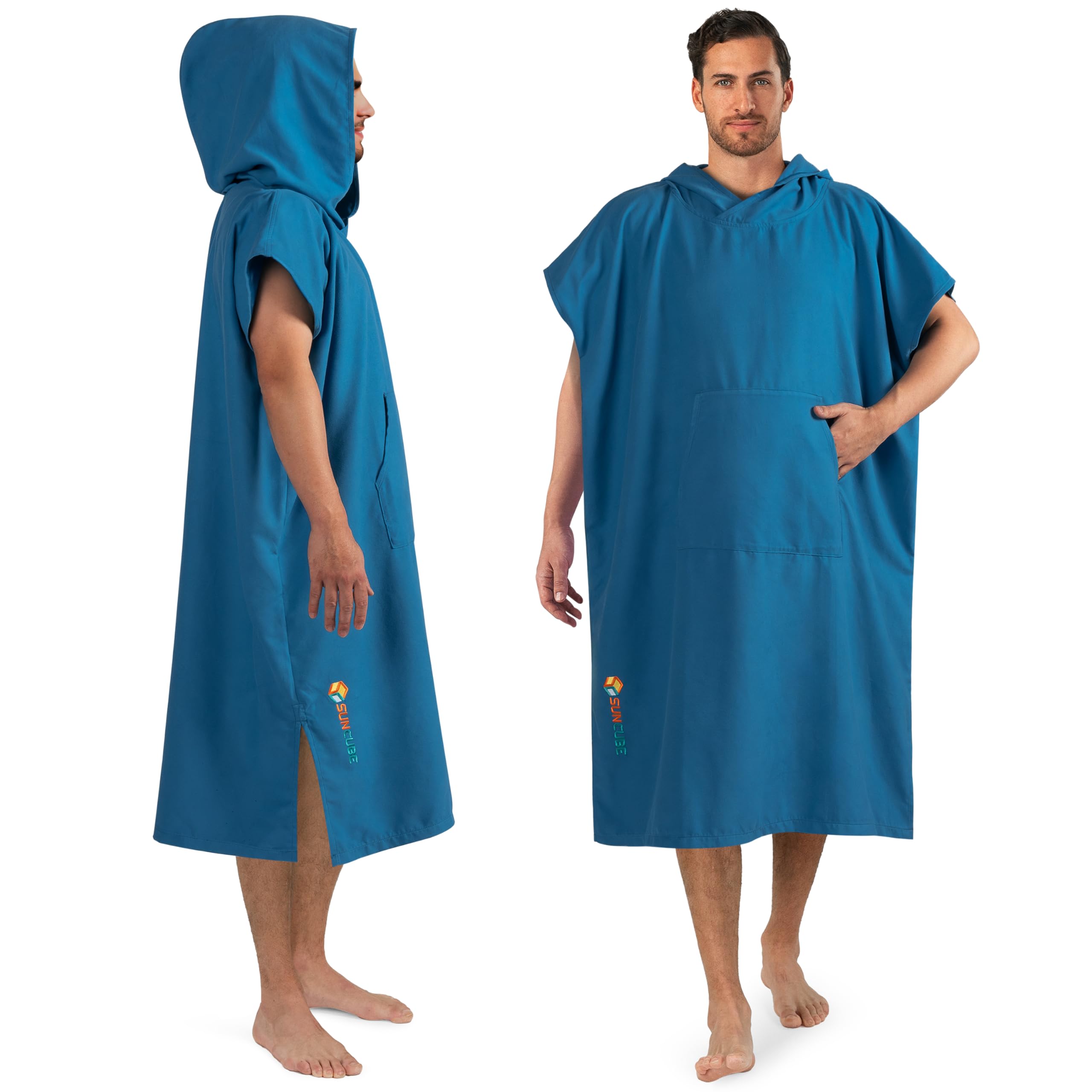 SUN CUBE Surf Poncho Changing Robe with Hood, Quick Dry Microfiber ...