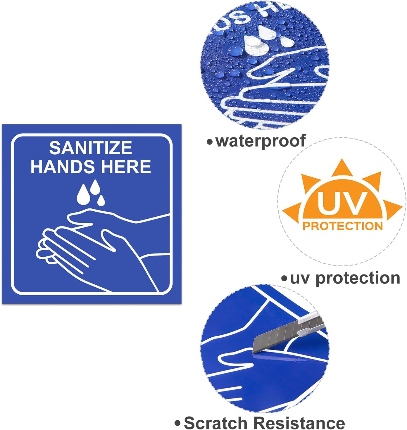 10 Pieces Sanitize Hands Here Signs Stickers Use Hand Signs 6 x 6 Inch ...