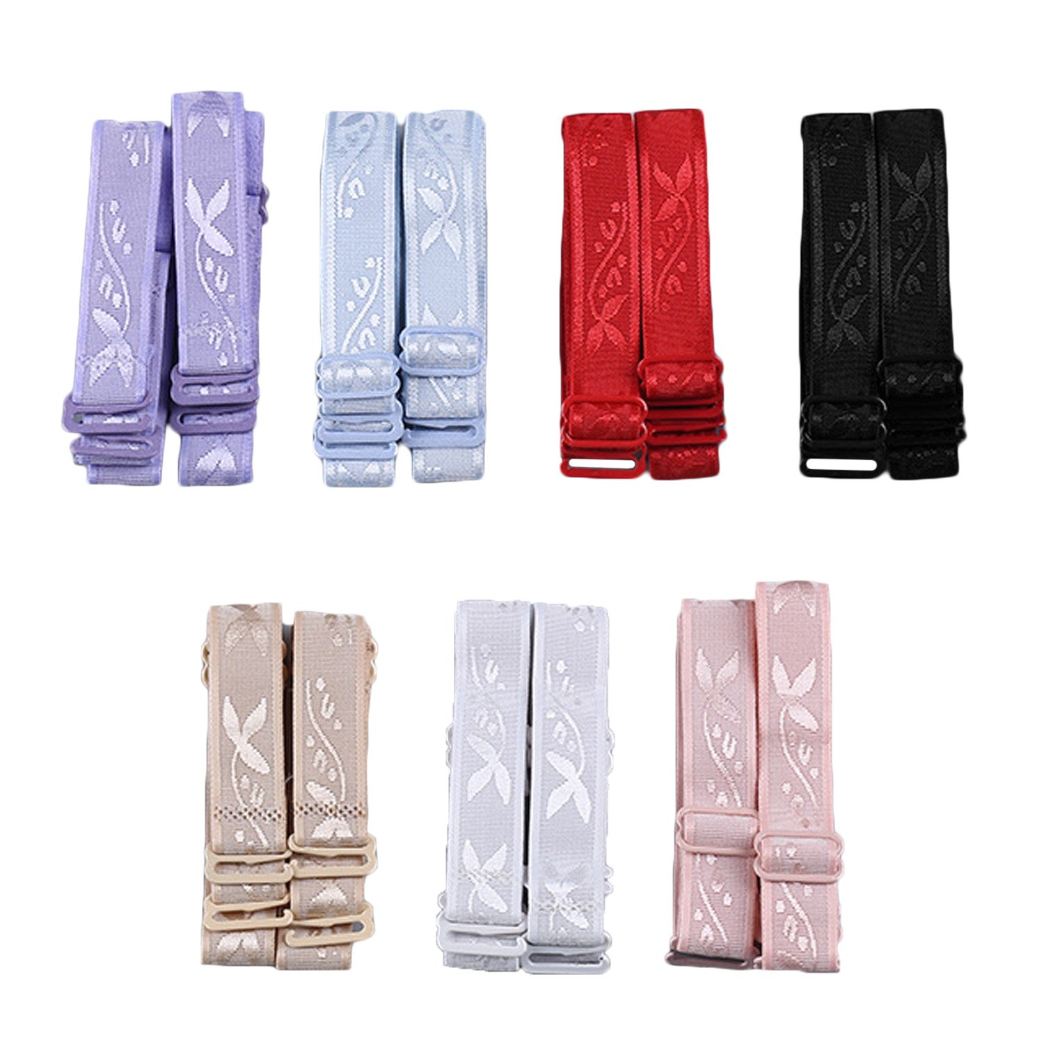 7 PCS Assorted Color Stylish Adjustable Bra Shoulder Straps Band Women ...