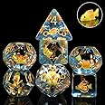 Amazon.com: Fish DND Dice, DNDND 7PCS Resin Dice Set with Velvet Bag ...