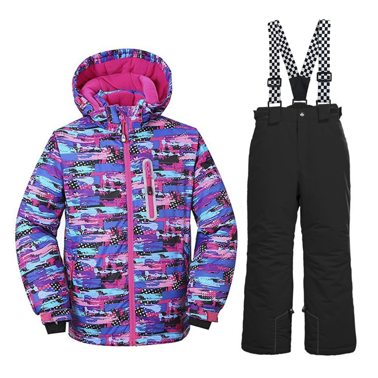 WOWULOVELY Girls Thicken Warm Snowsuit Hooded Ski Jacket Pants 2 Pcs ...