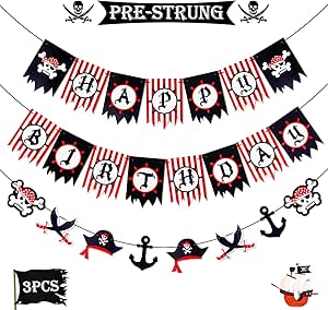 Amazon.com: Pirate Happy Birthday Banner Party Decoration Supplies ...