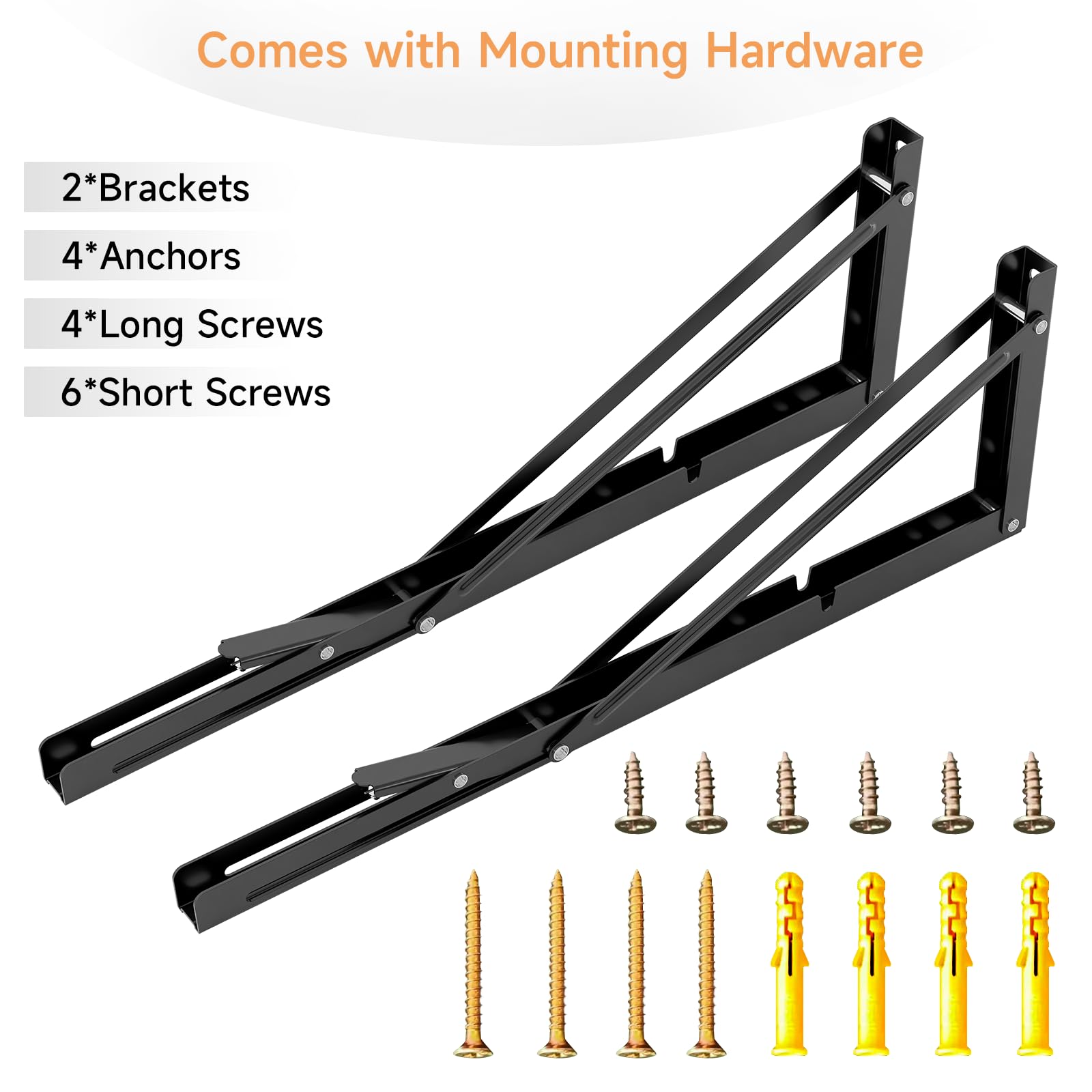 Folding Shelf Brackets, 16 Inch Heavy Duty Collapsible Shelf Bracket ...