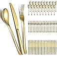 Amazon.com | Berglander Gold Wedding Silverware Set 60pcs Service for ...