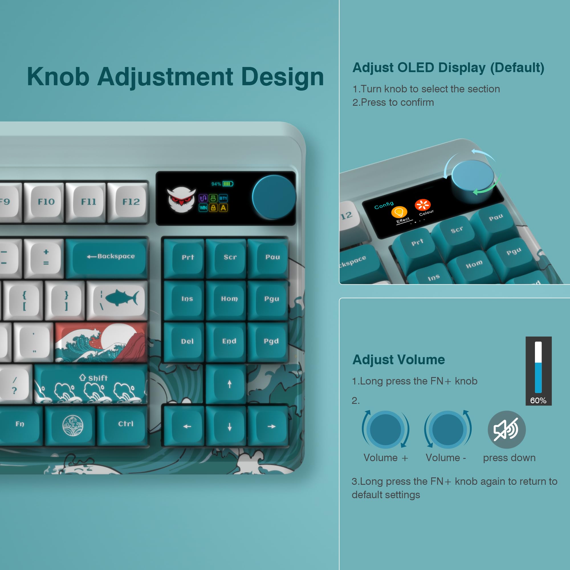 Mua COSTOM XVX 75% Keyboard with Color OLED Display&Knob Mechanical ...