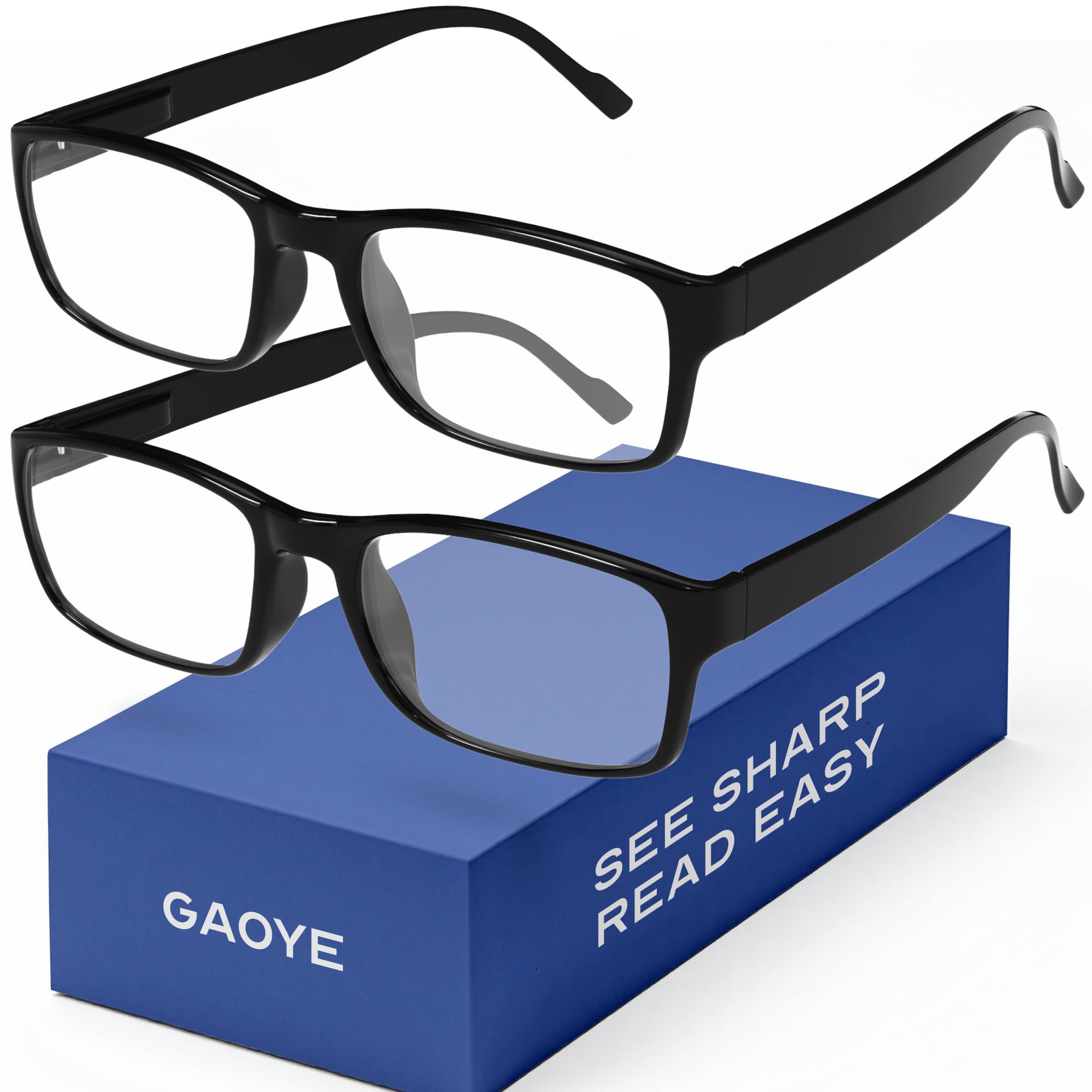 Gaoye 2-Pack of Reading Glasses +1.5 - Blue-Light Filter, UV Protection ...