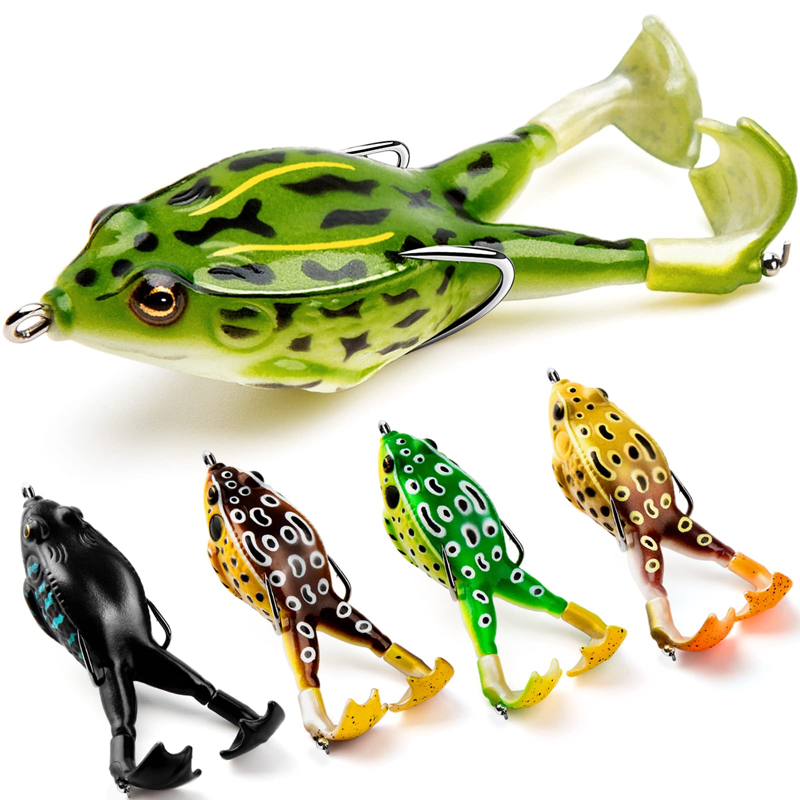 Topwater Frog Lure Bass Trout Fishing Lures Kit Set Realistic Prop Frog ...