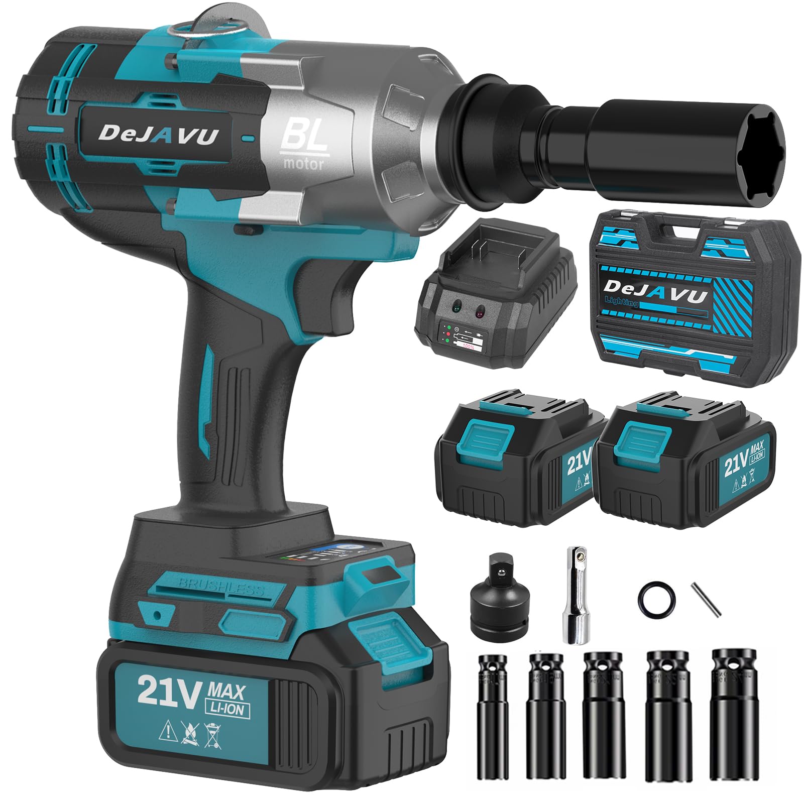 Cordless Impact Wrench 3/4 inch, Impact Wrench 1400Ft-lbs Brushless ...