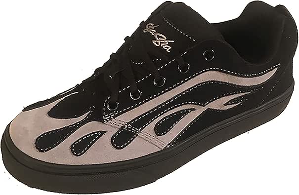 Amazon.com | Sha Sha Shoe Suede SK8 Flame Black Grey | Fashion Sneakers