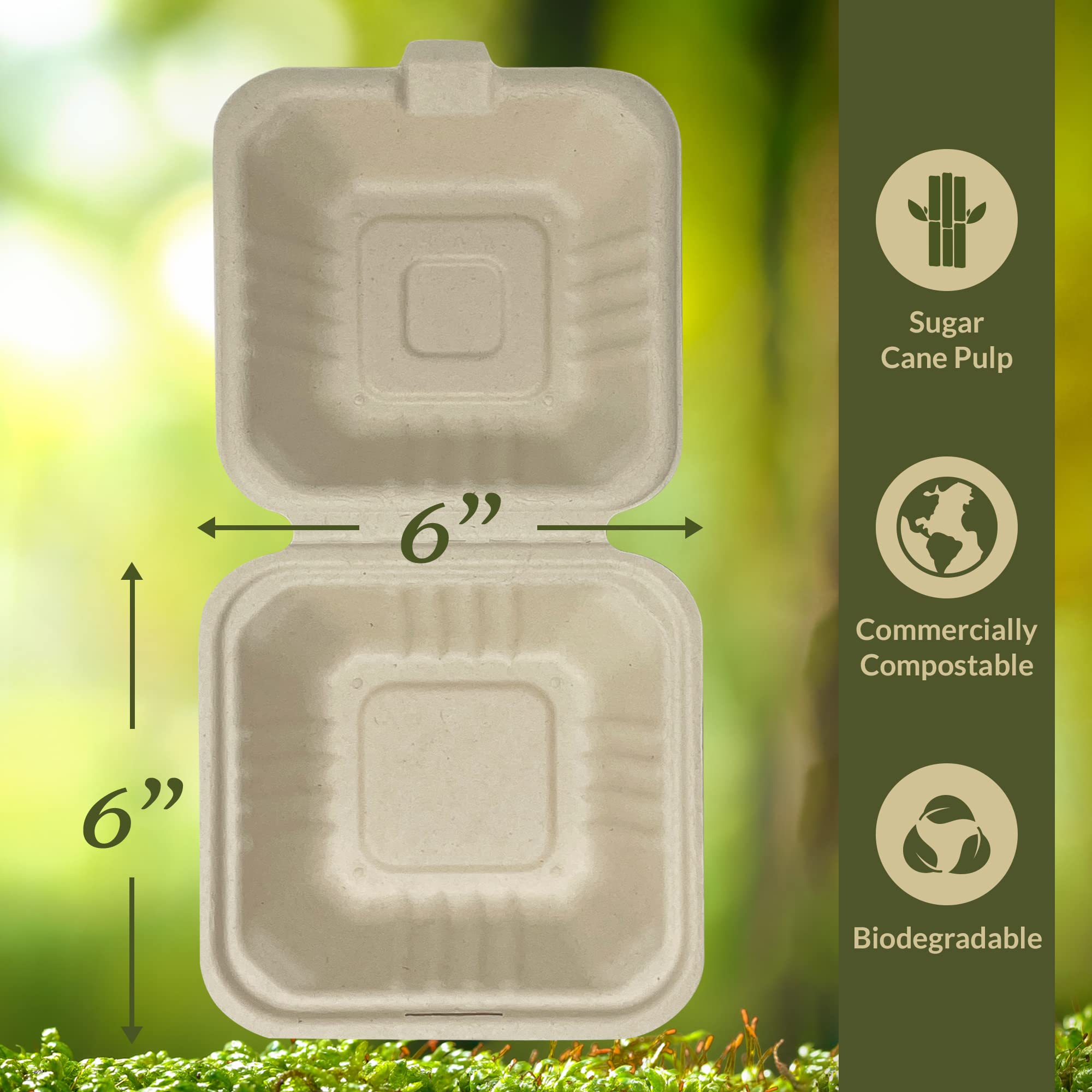 Mua Reli. Compostable Clamshell To-Go Containers (70 Pack), 6x6 Inch ...
