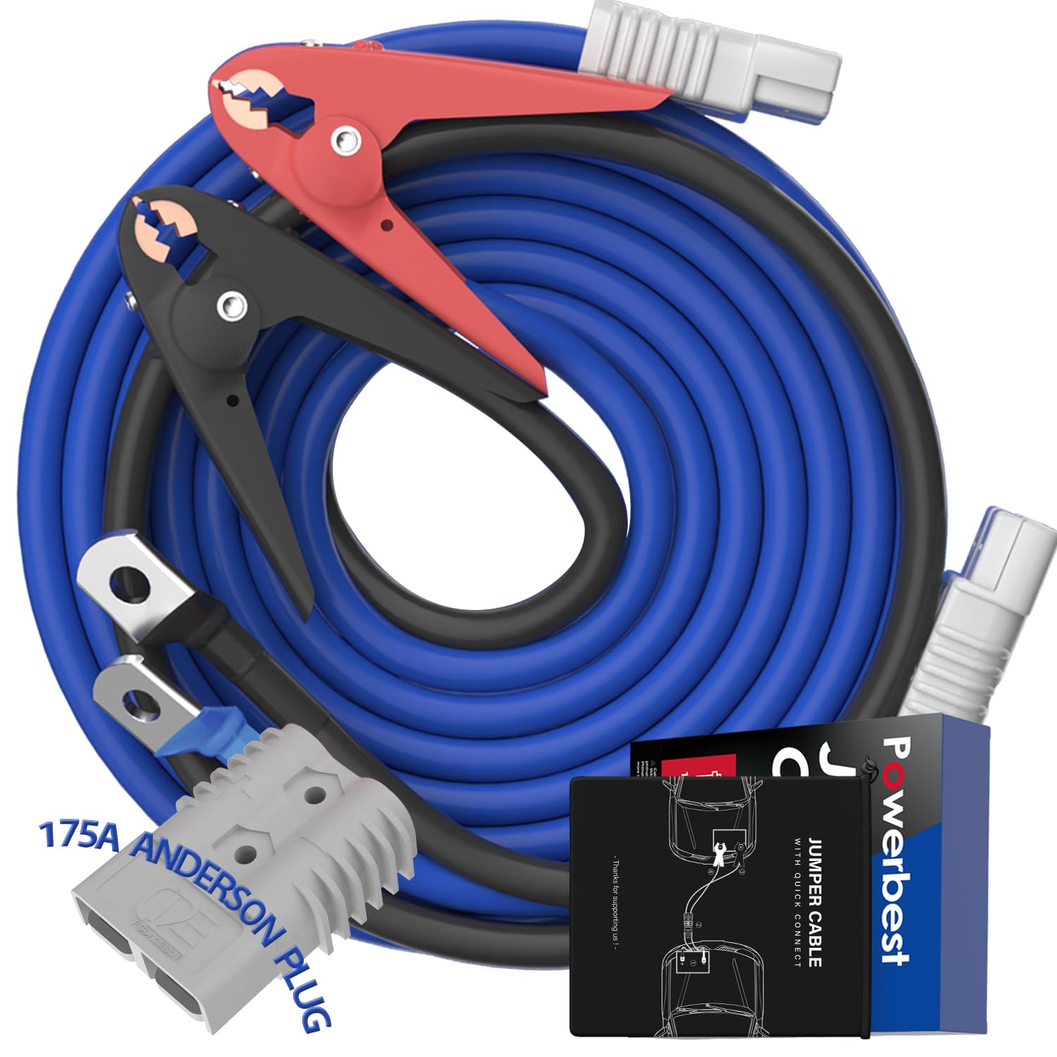 Heavy Duty Jumper Cables - 1 Gauge 30 Feet 900Amp Automotive Booster ...