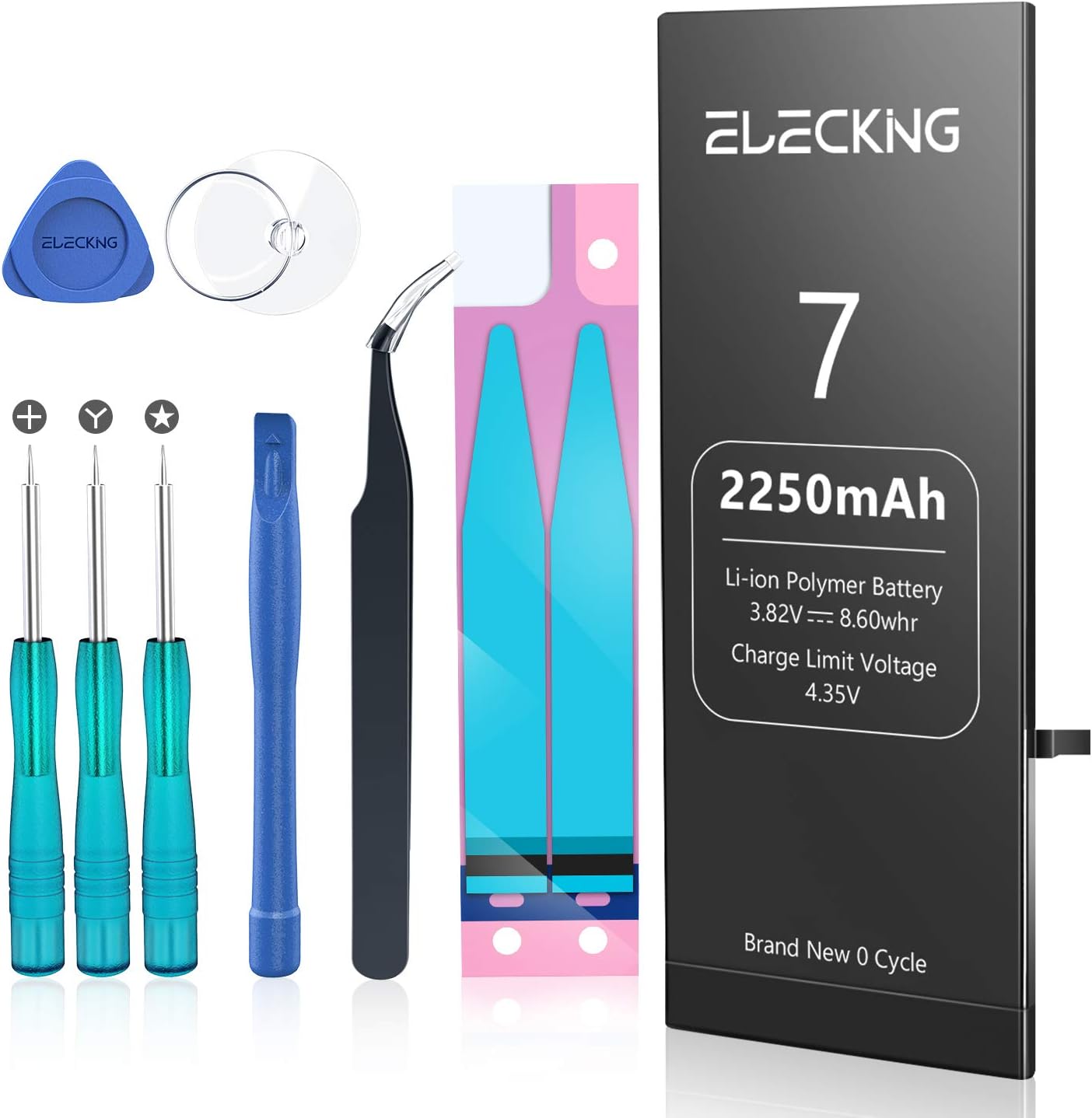 Amazon.com: ELECKING 2250mAh Battery Replacement Compatible with iPhone 7, High Capacity ...