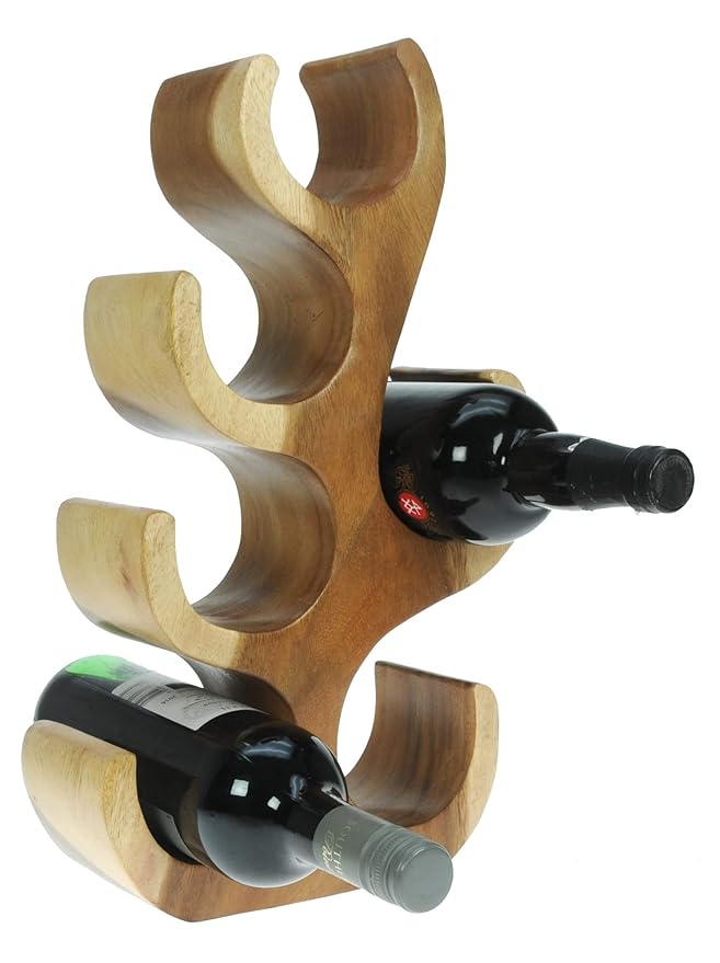 Namesakes Handcrafted Solid Wooden Wine Rack Tree Sculpture : Novelty 6 ...