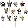 Amazon.com: Dog Faces Cupcake Toppers for Pet Dog Birthday Decorations ...