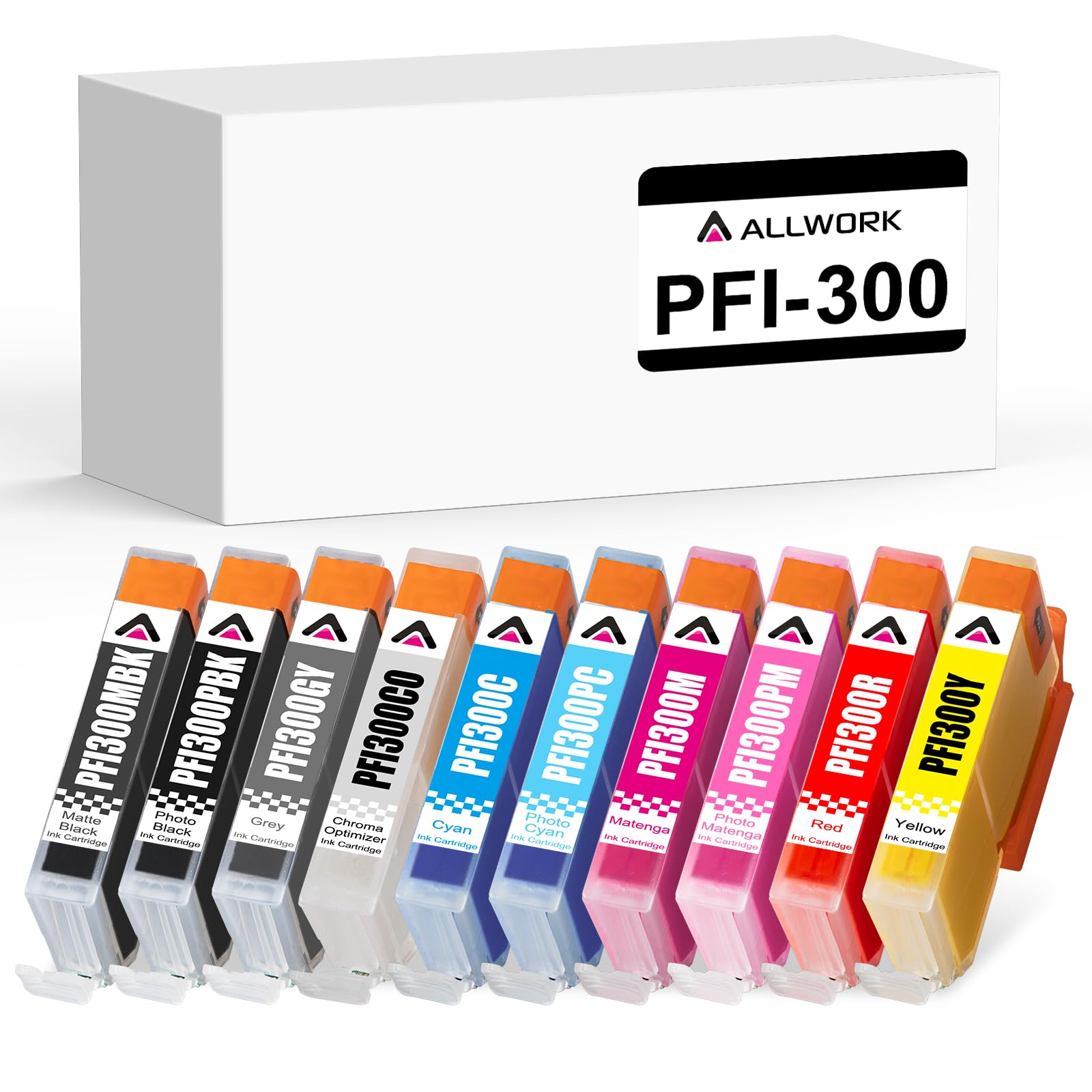 ALLWORK PFI300 PFI-300 Indicate Ink Level Compatible Ink Cartridges Replacement for Canon 300 ...