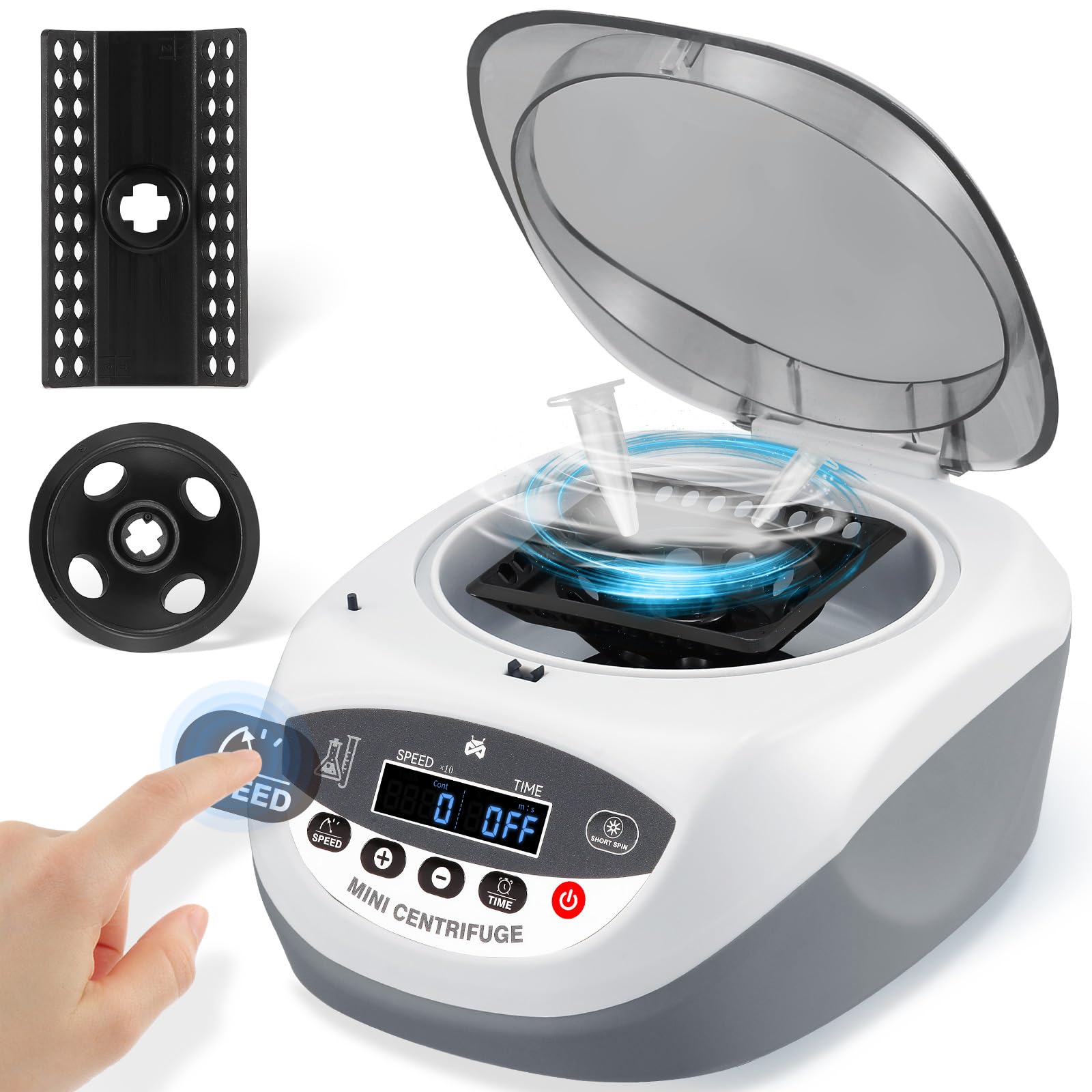 Mxmoonant Mini Centrifuge Machine, 12000RPM Lab Benchtop PCR Centrifuges High Speed Electric ...