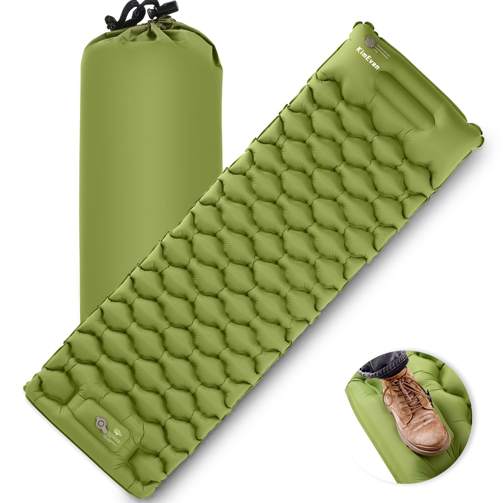 Sleeping Pad for Camping, Inflatable Camping Pad Built-in Foot Pump and ...