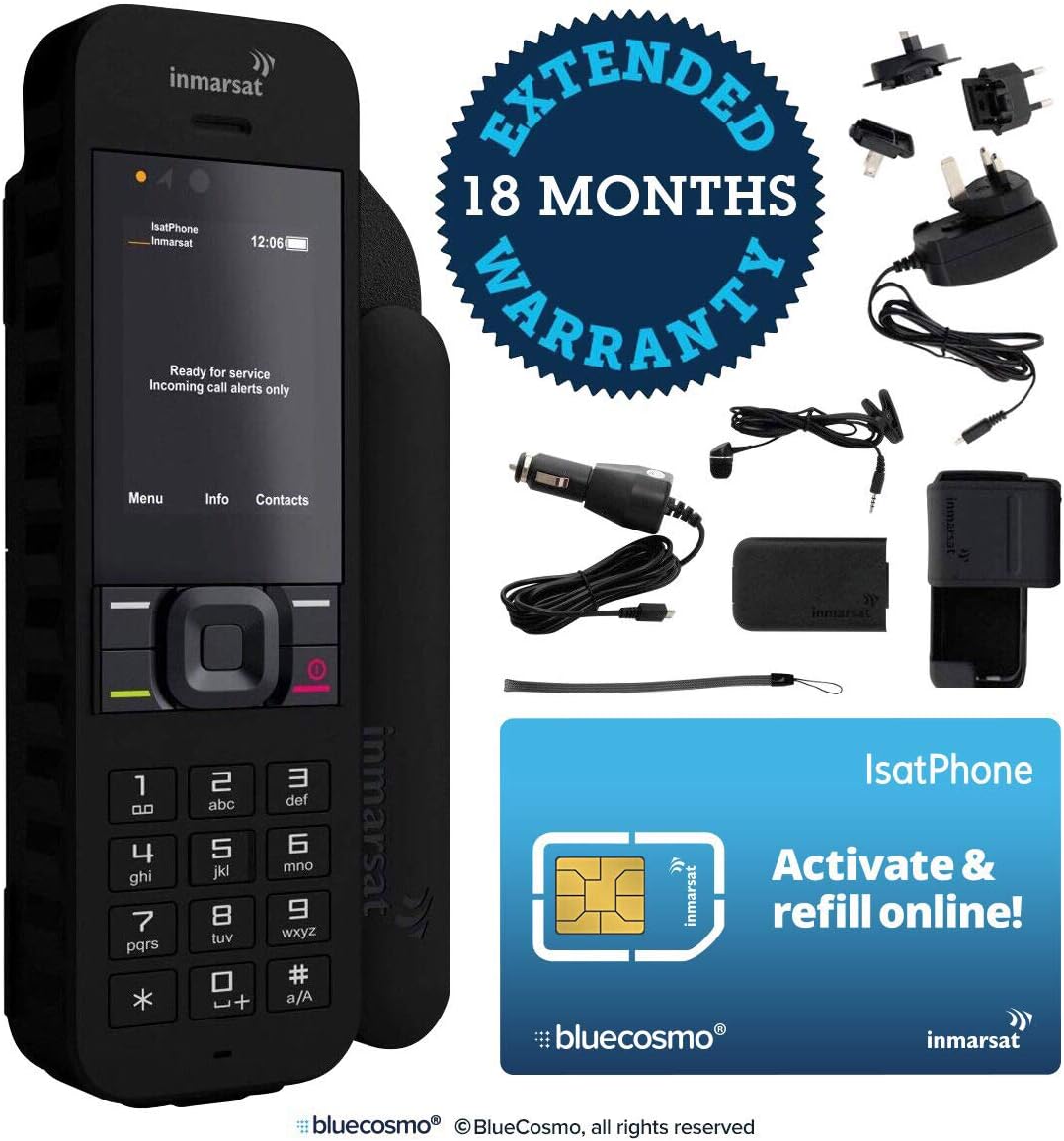BlueCosmo Inmarsat isatphone 2.1 Kit de teléfono satelital 1: Incluye ...