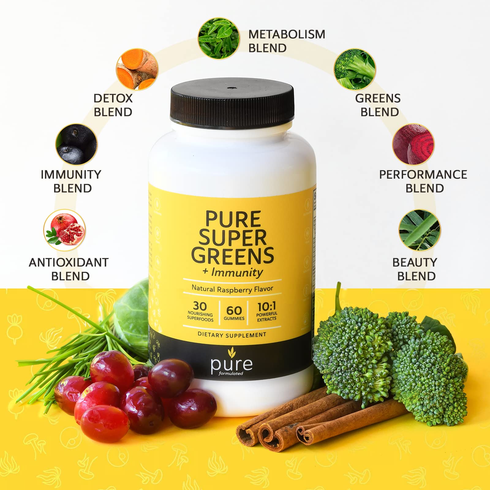 Pure Formulated Super Greens Multivitamin Gummies For Men & Women ...